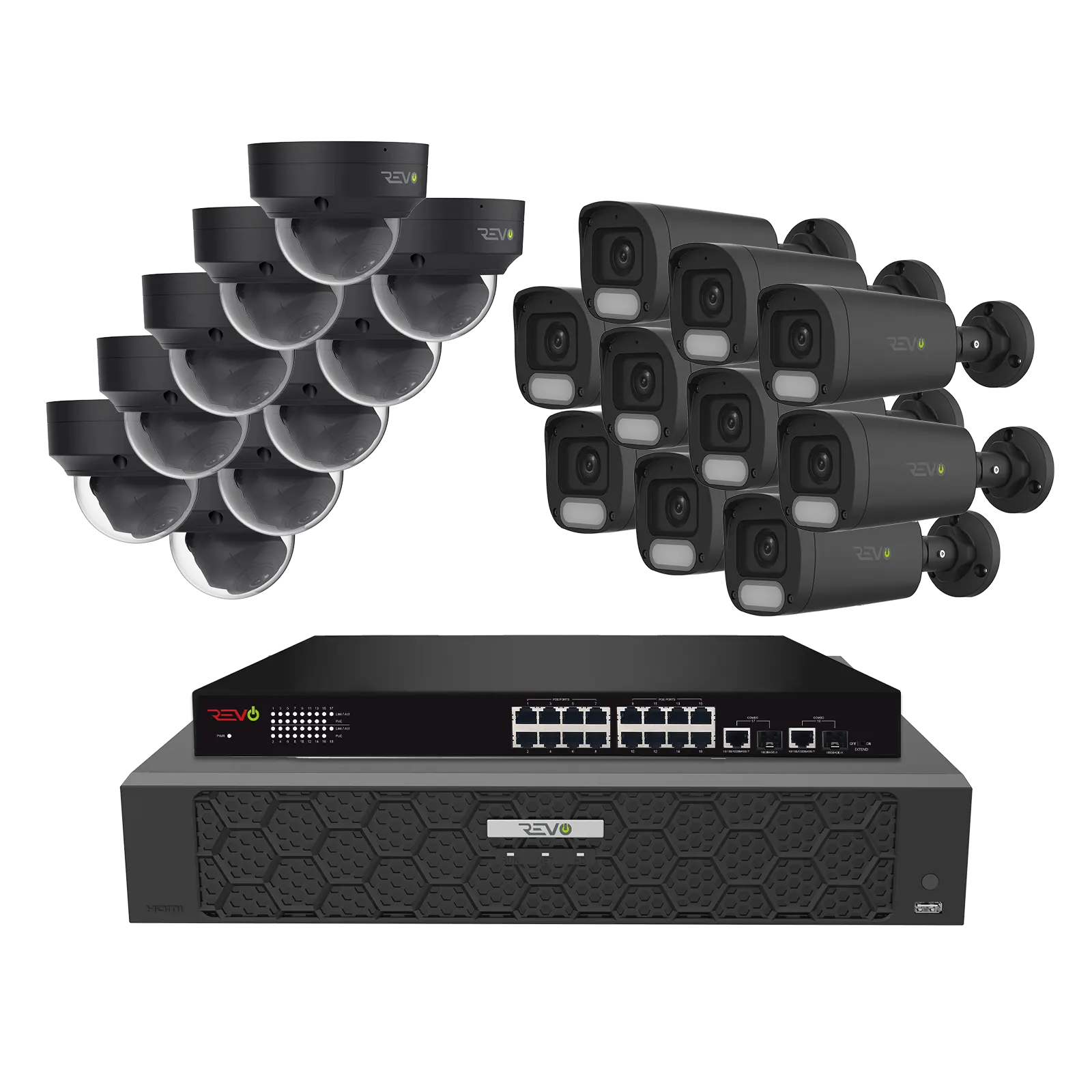 REVO ULTRA PLUS 32CH 4K PoE H.265NVR, 16TB & 20x 5 Megapixel LumeX ...