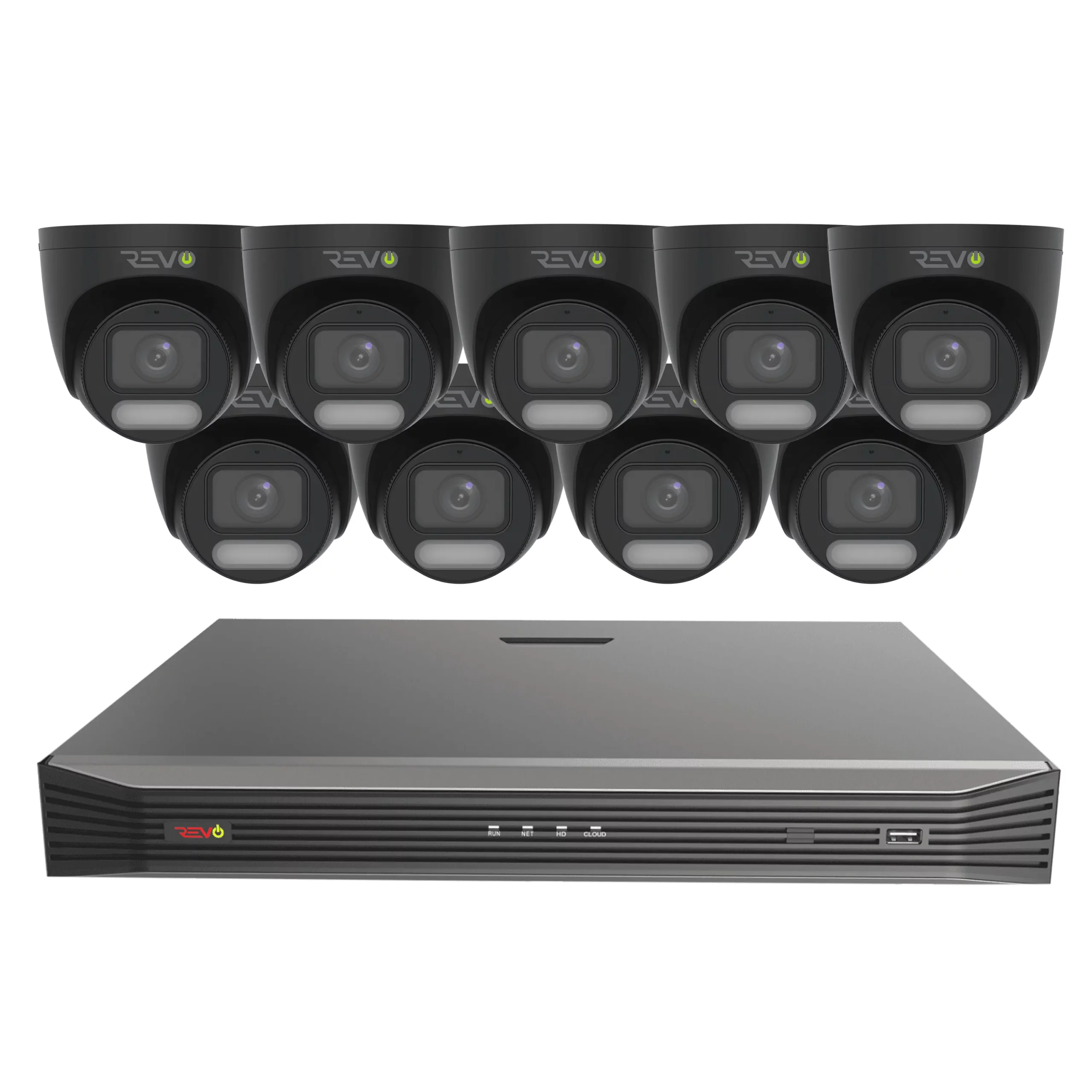 16CH 8K PoE NVR & 9× 5MP Turret Cameras | Revo America